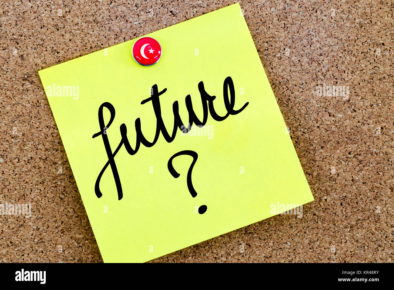 Written text Future ? over yellow paper note Stock Photo - Alamy