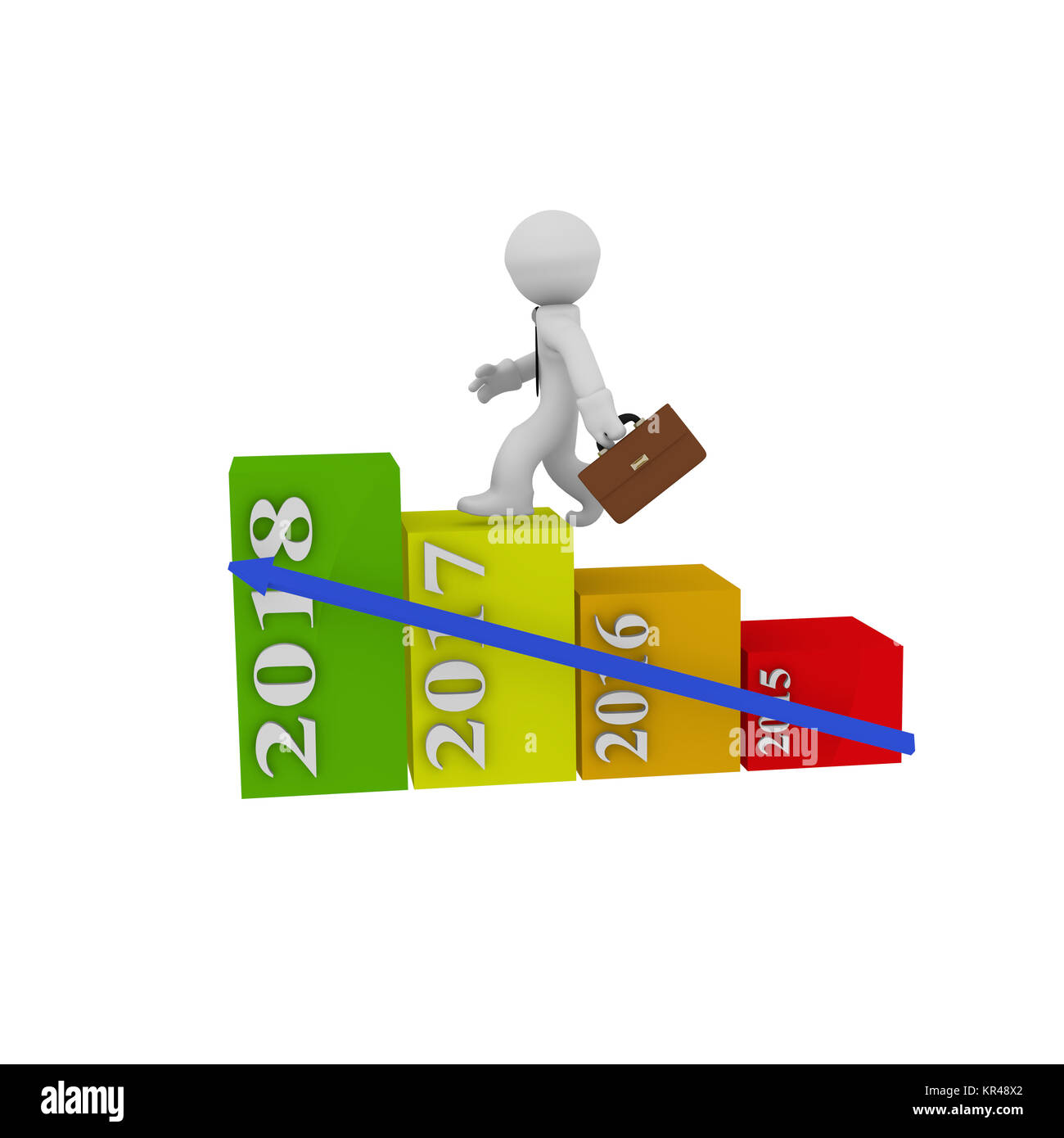 Colorful business graph with diffrent years, upswing concept 3d ...