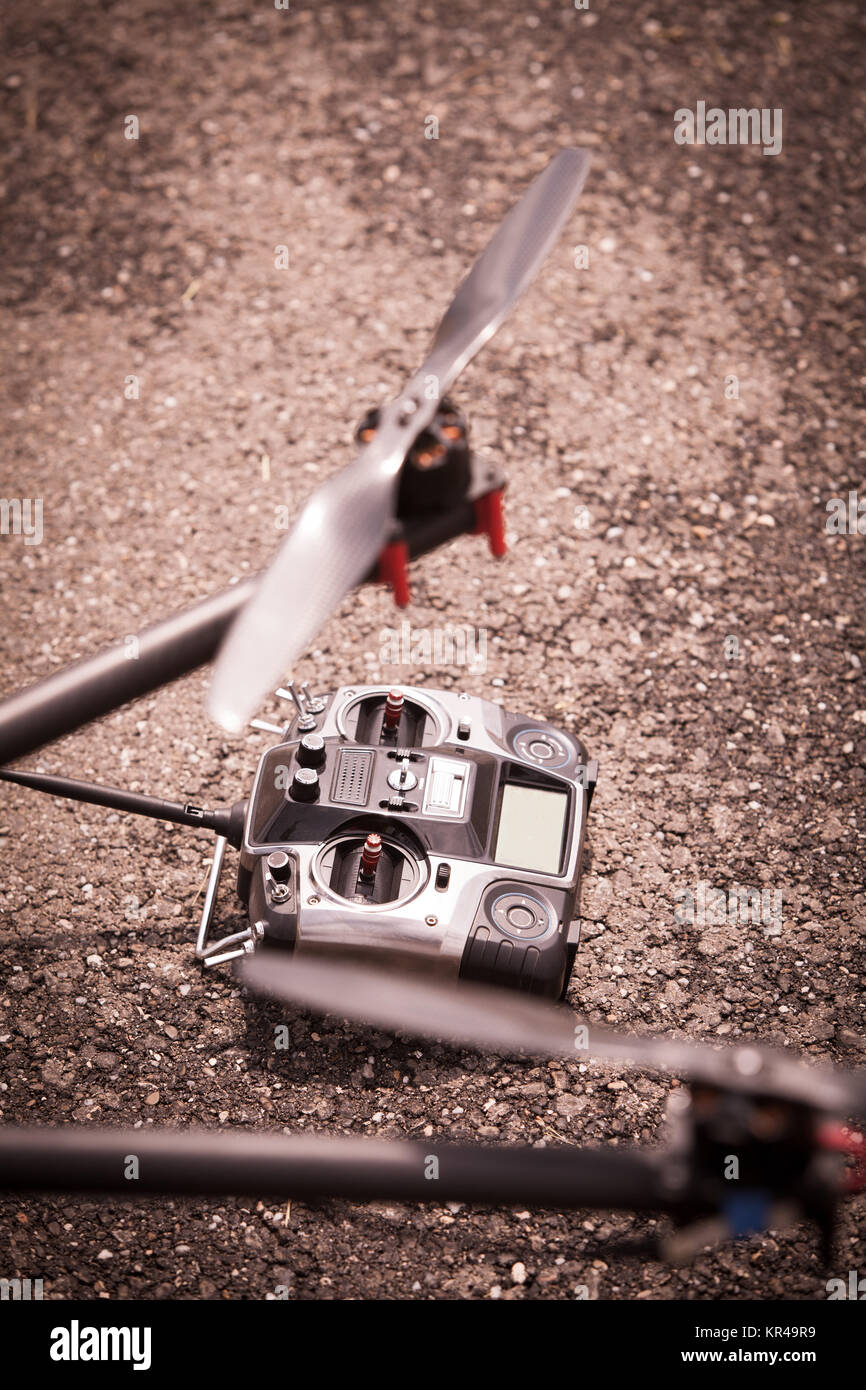 Drone with controller Stock Photo - Alamy
