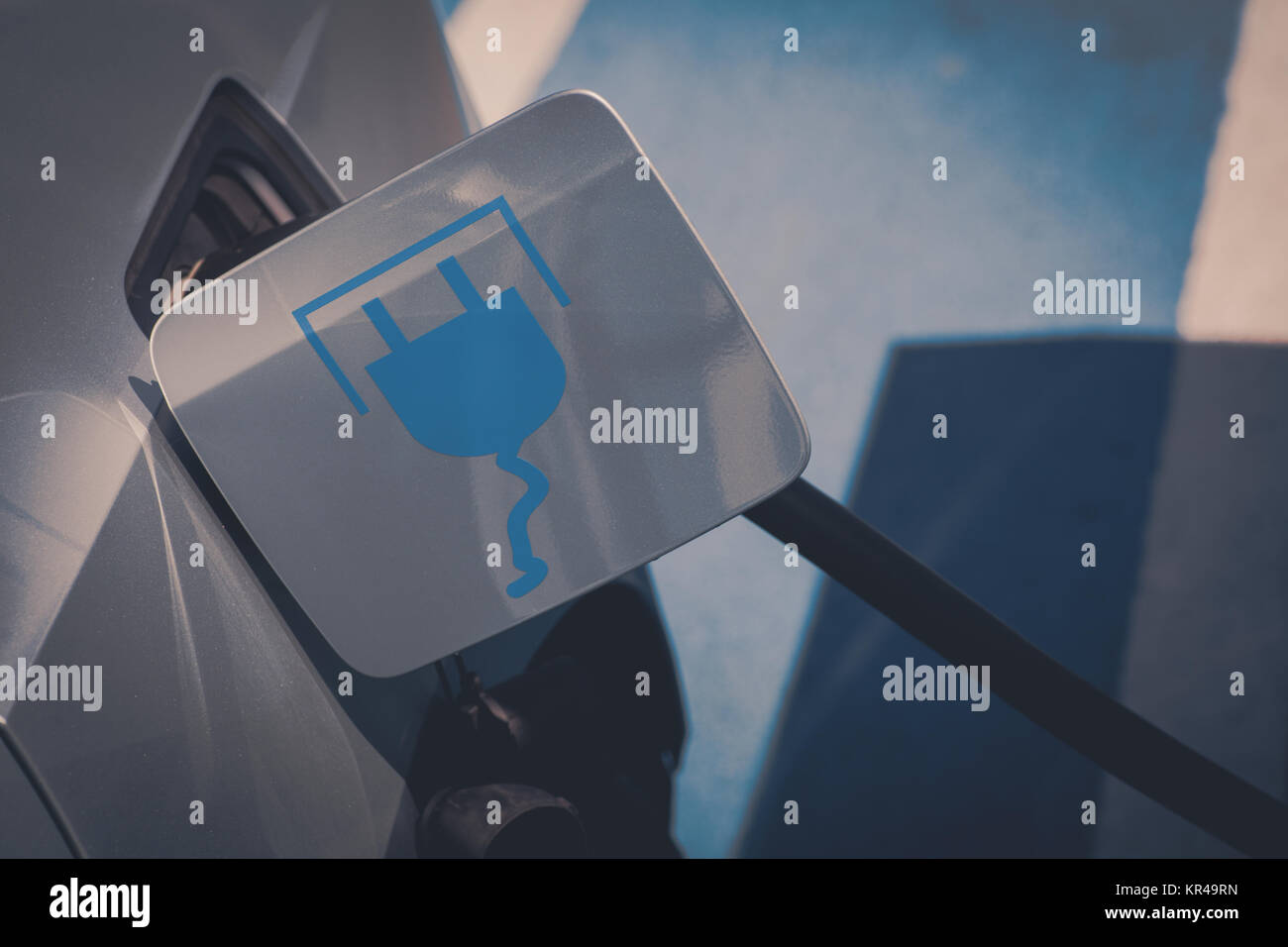 Electric car sign Stock Photo - Alamy