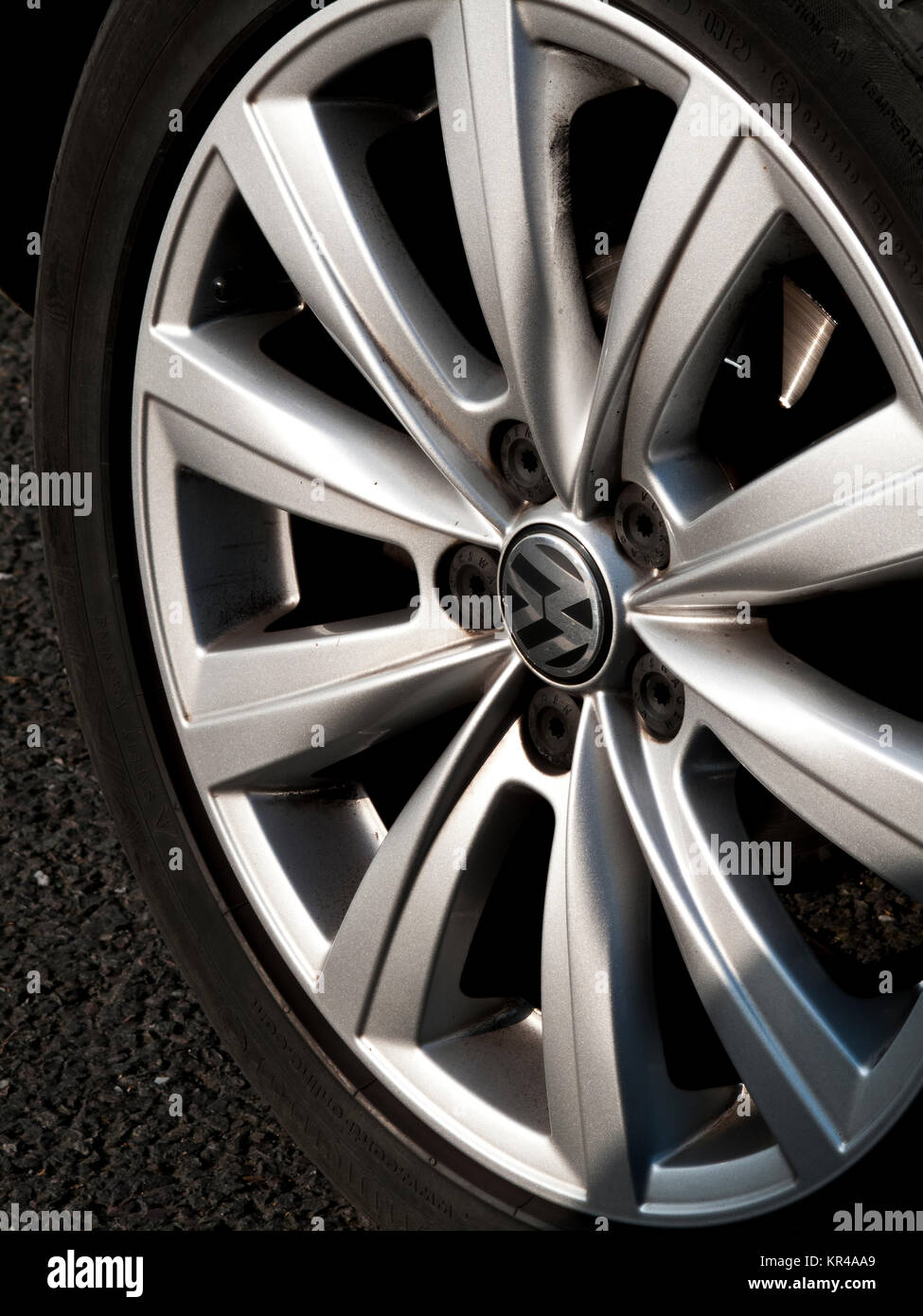 Volkswagen alloy wheel on vehicle, German based car manufacturer ...