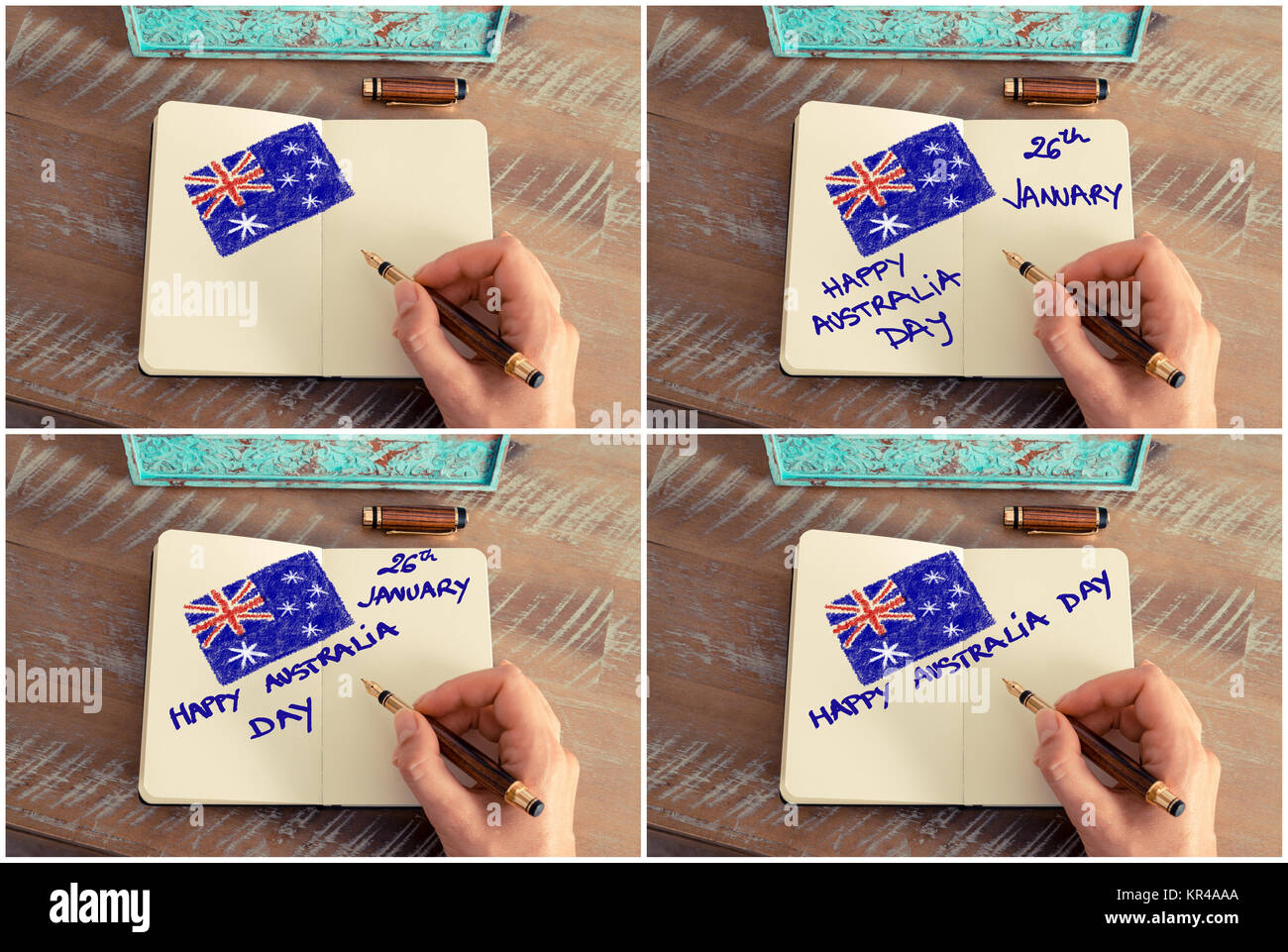 Photo collage with Happy Australia Day and Australian flag Stock Photo ...