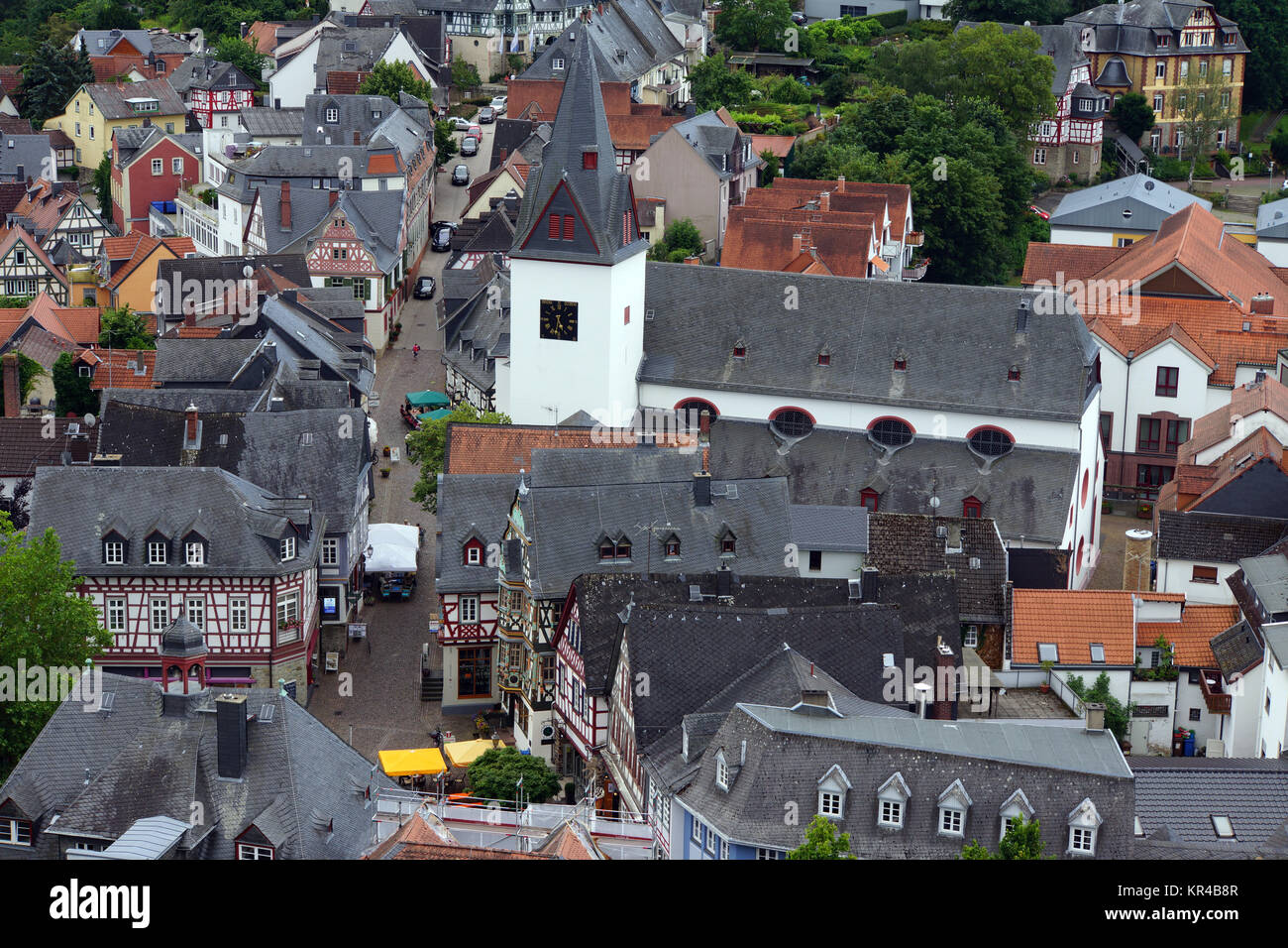 Blick vom Hexenturm auf die historische Altstadt, Idstein, Hessen ...