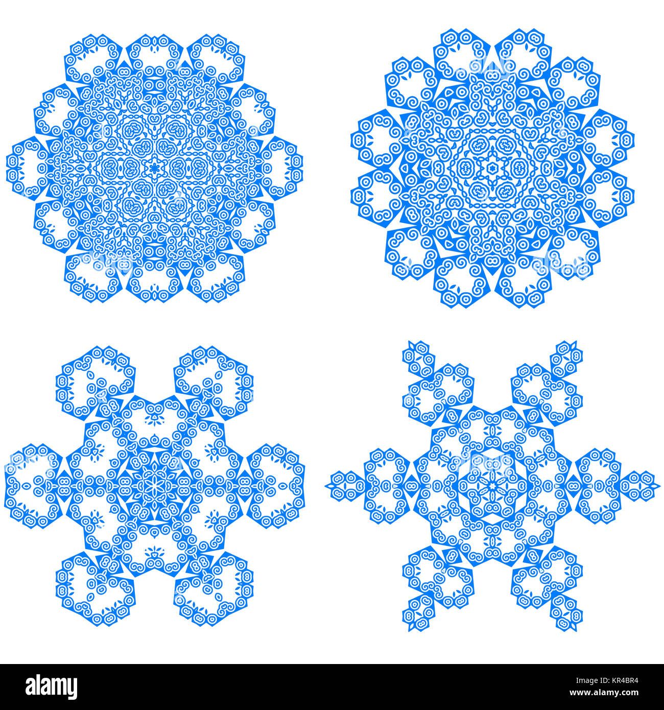 Set of Blue Snowflakes Stock Photo - Alamy
