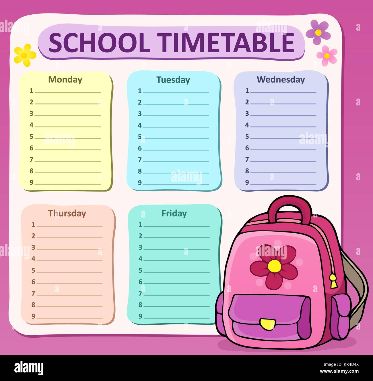 School time table chart hi-res stock photography and images - Alamy