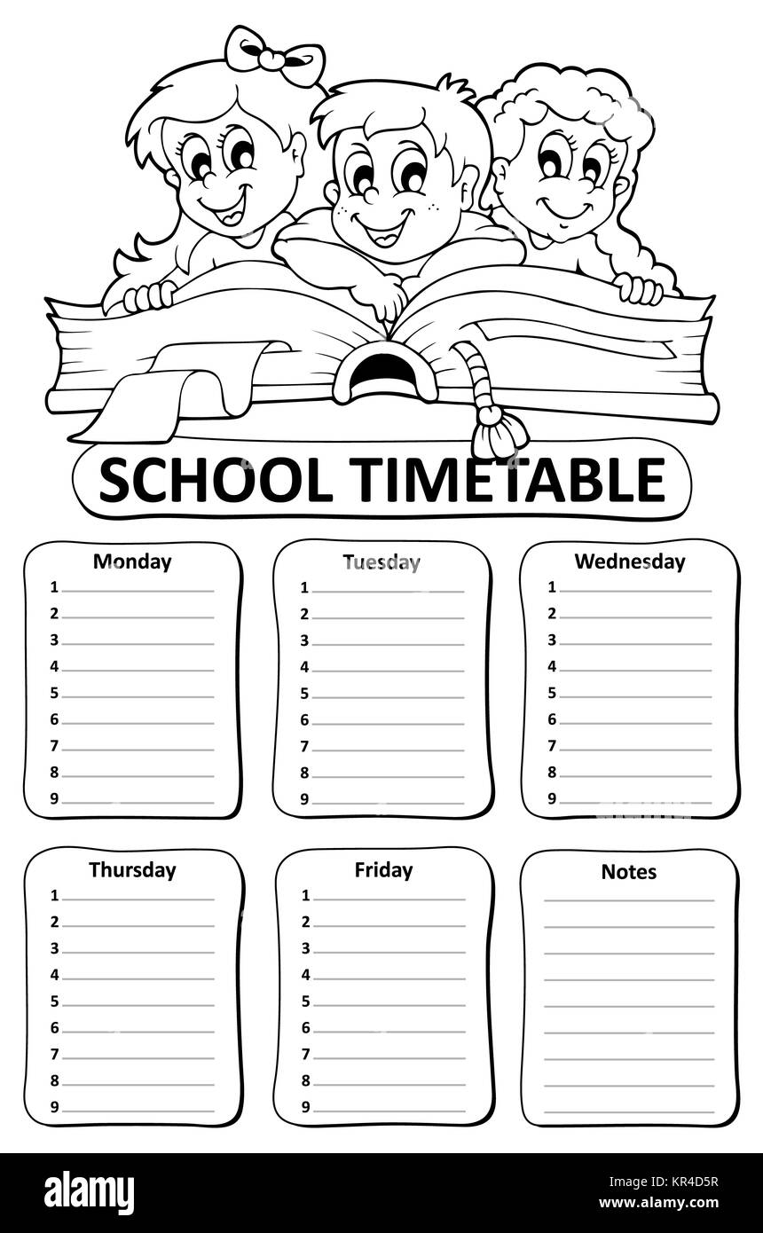 Black and white school timetable theme 6 Stock Photo - Alamy