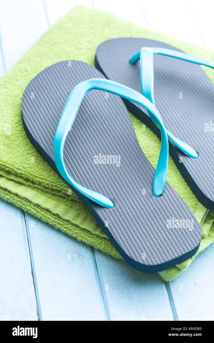 Blue flip flops Stock Photo - Alamy