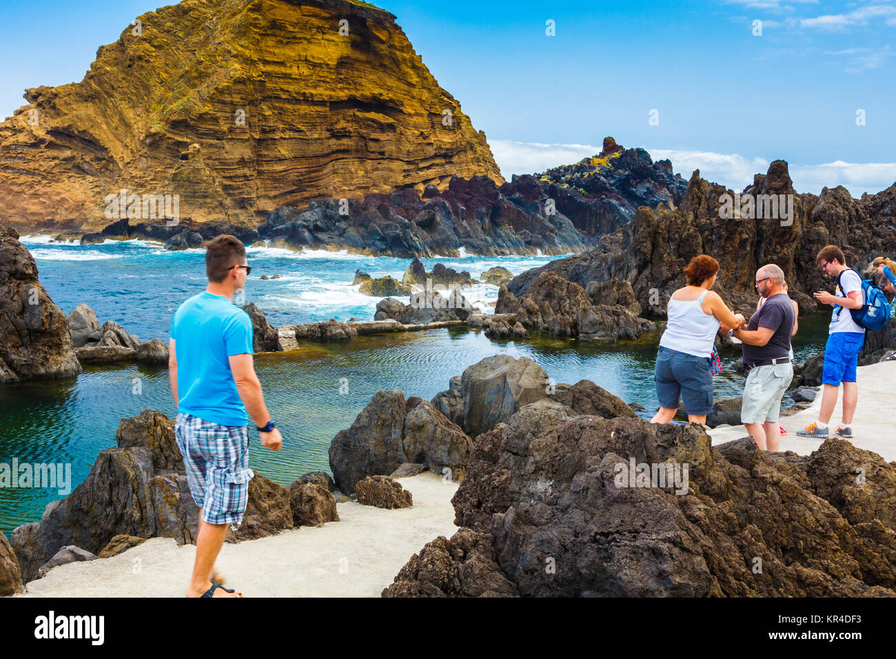 Coastal landscape and tourists Stock Photo - Alamy