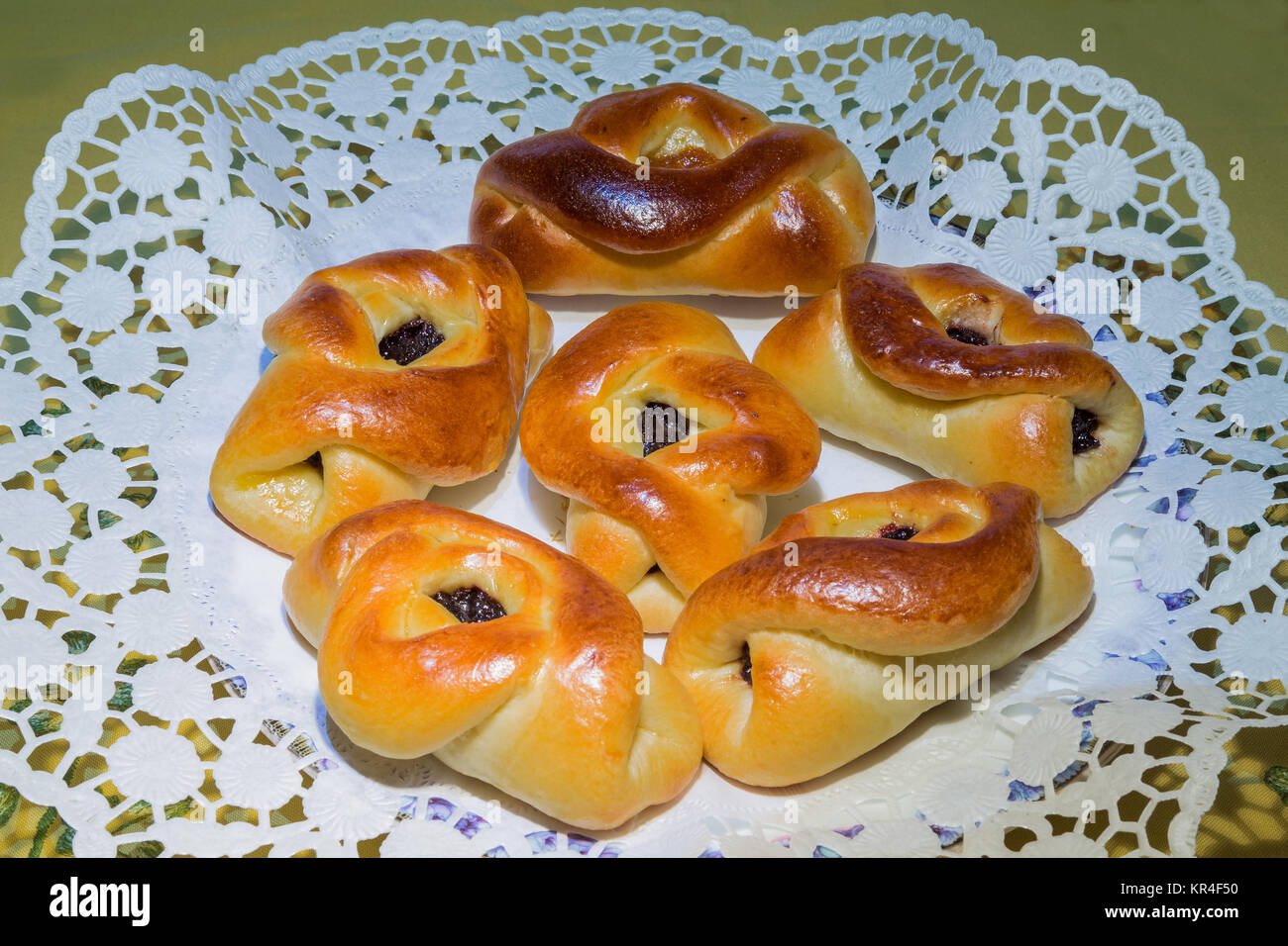 bun with jam filling Stock Photo - Alamy