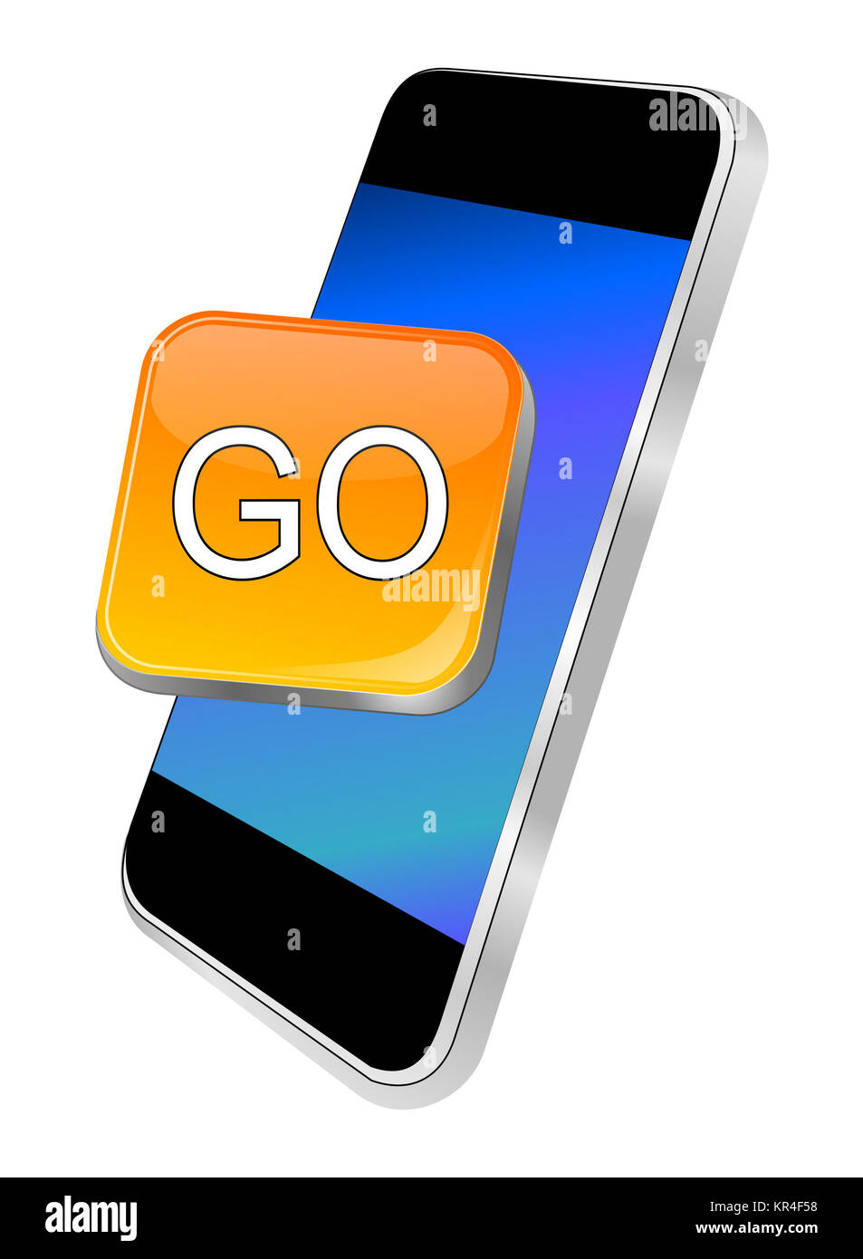 Smartphone with Go button - 3D illustration Stock Photo - Alamy
