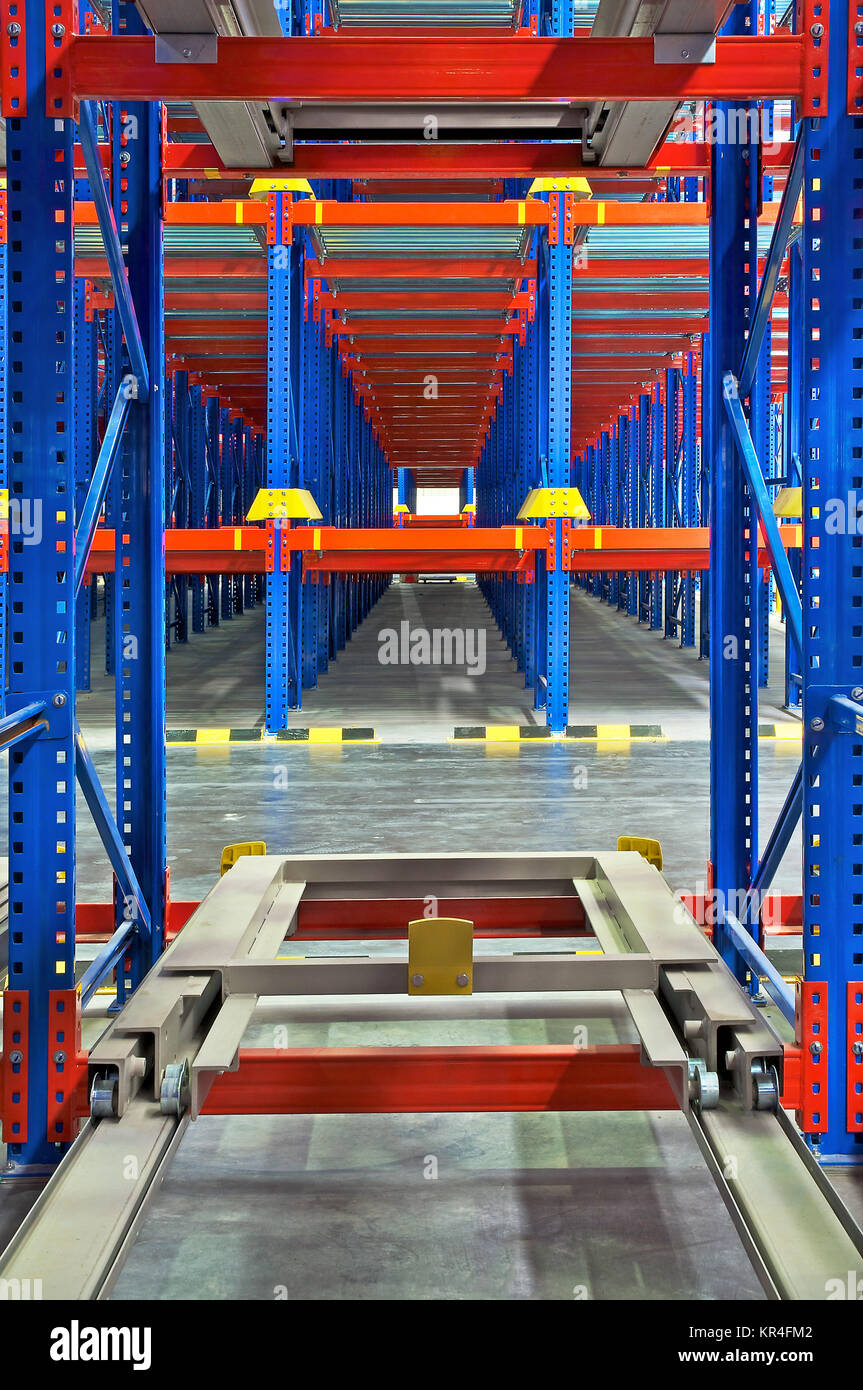 Pallet storage view Inside racking system for distribution center Stock ...
