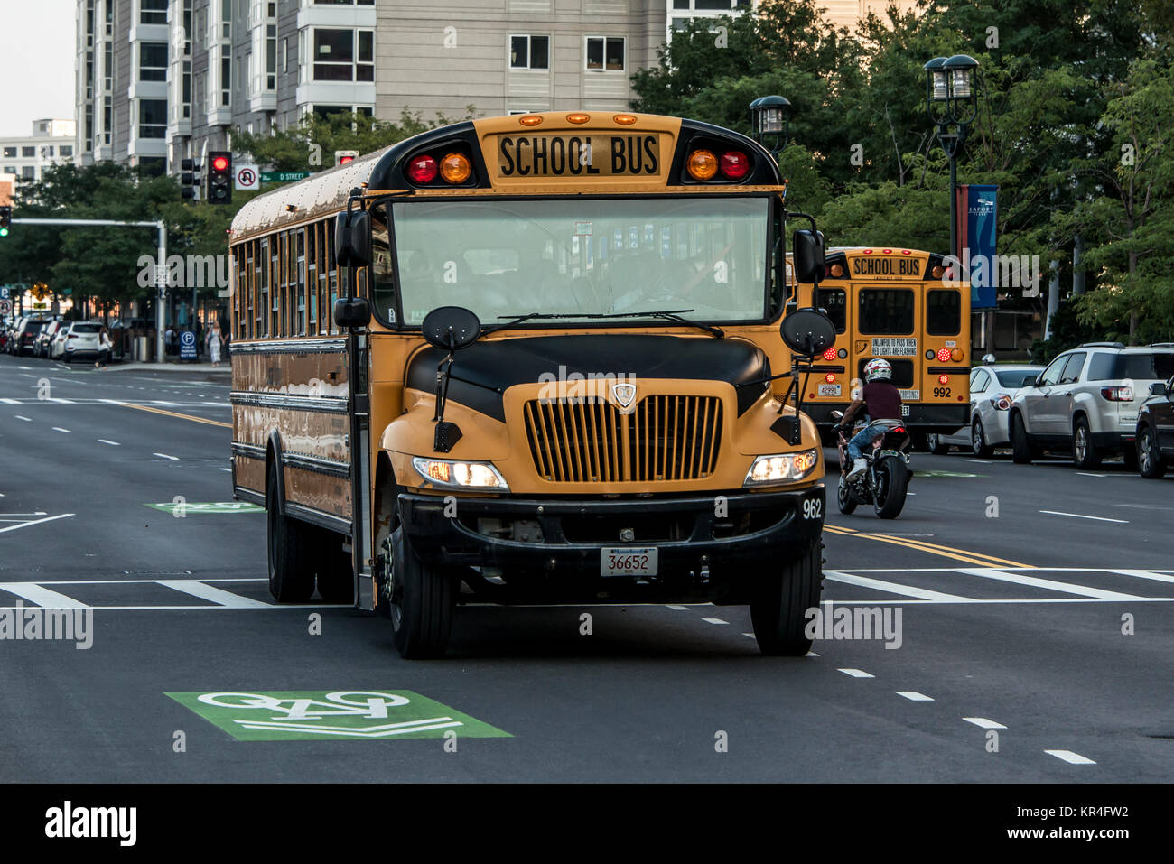 BOSTON UNITED STATES 05.09.2017 -typical American yellow school bus ...