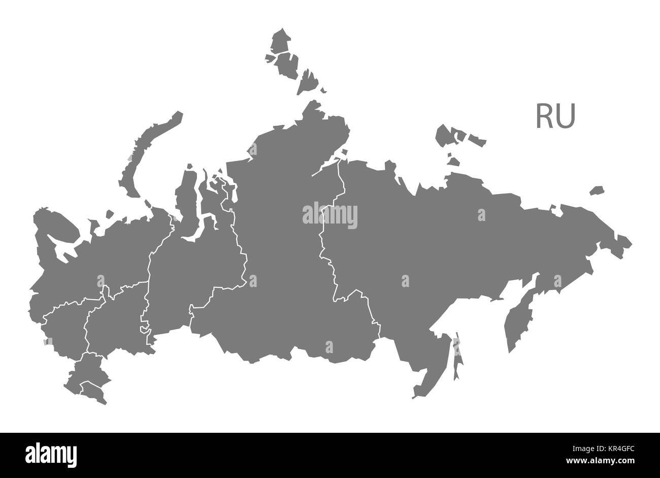 Russia regions Map grey Stock Photo - Alamy
