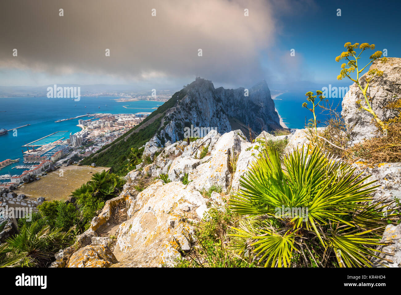 view of the gibraltar rock from the upper rock Stock Photo - Alamy