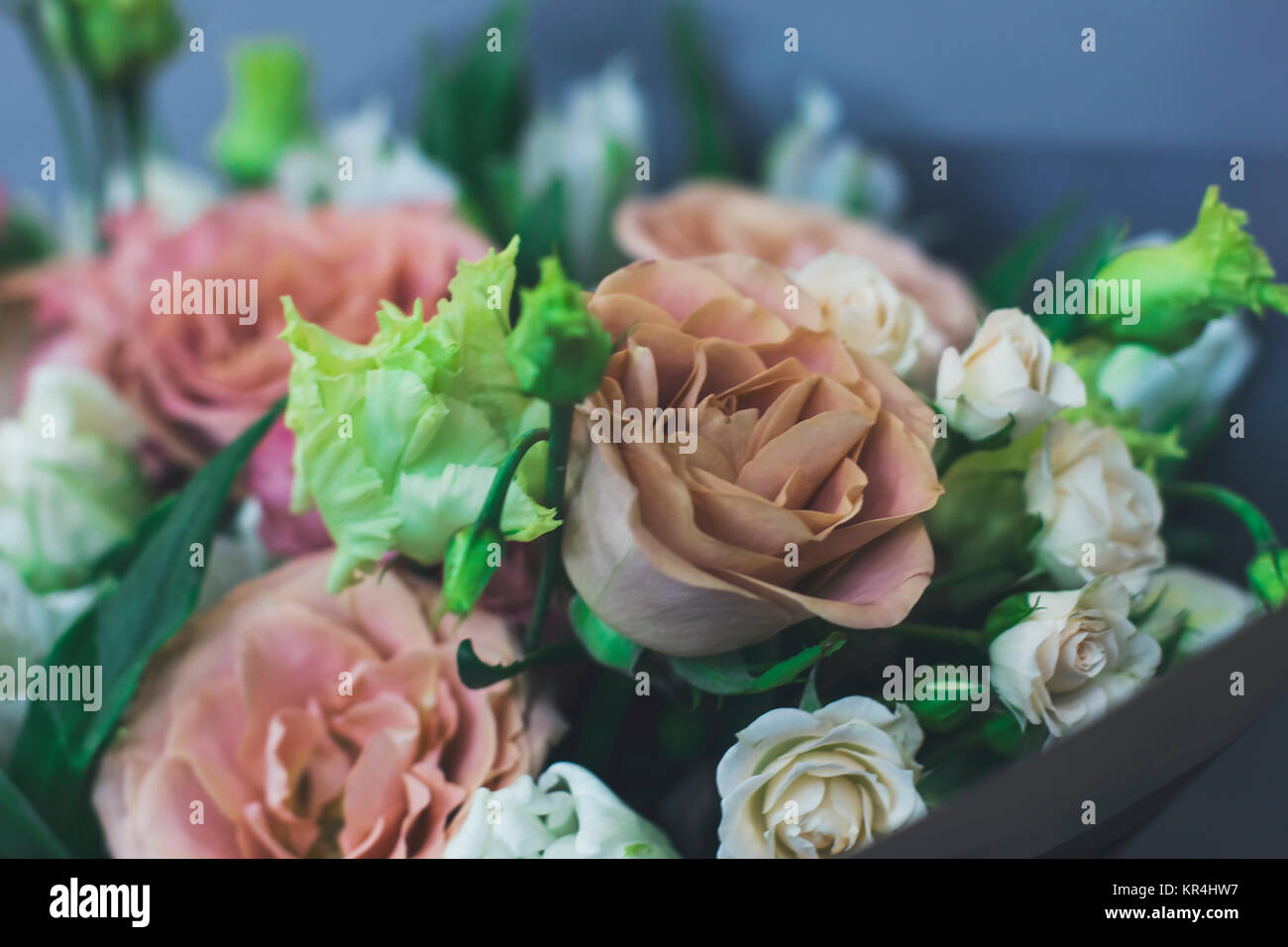 The large bouquet of ashen roses, rustic, boho chic Stock Photo - Alamy