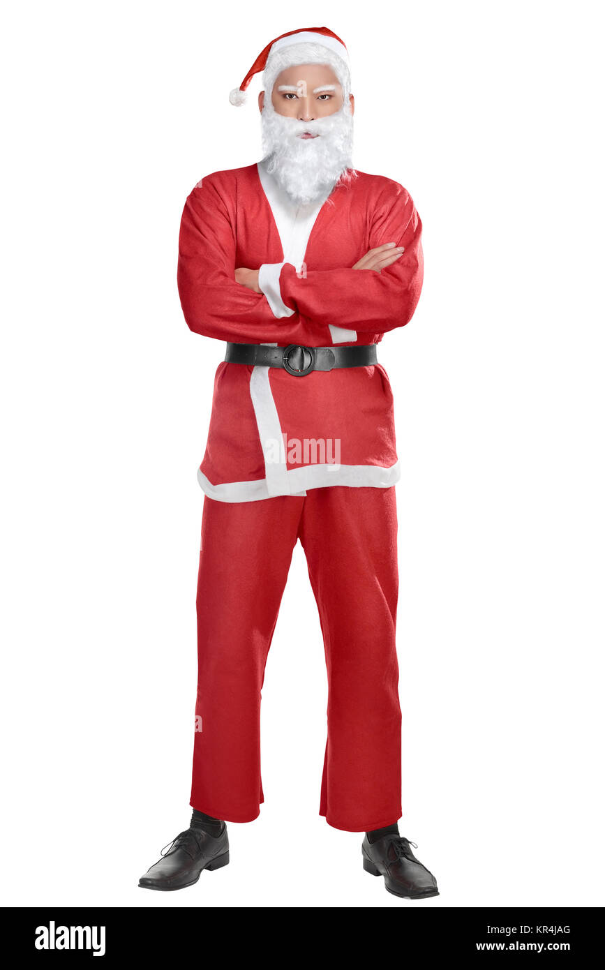 Portrait of asian Santa Claus standing with crossed arms posing ...