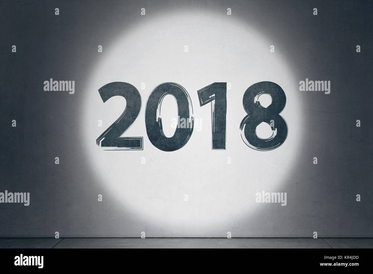 2018 number written with focus light on the concrete wall Stock Photo ...