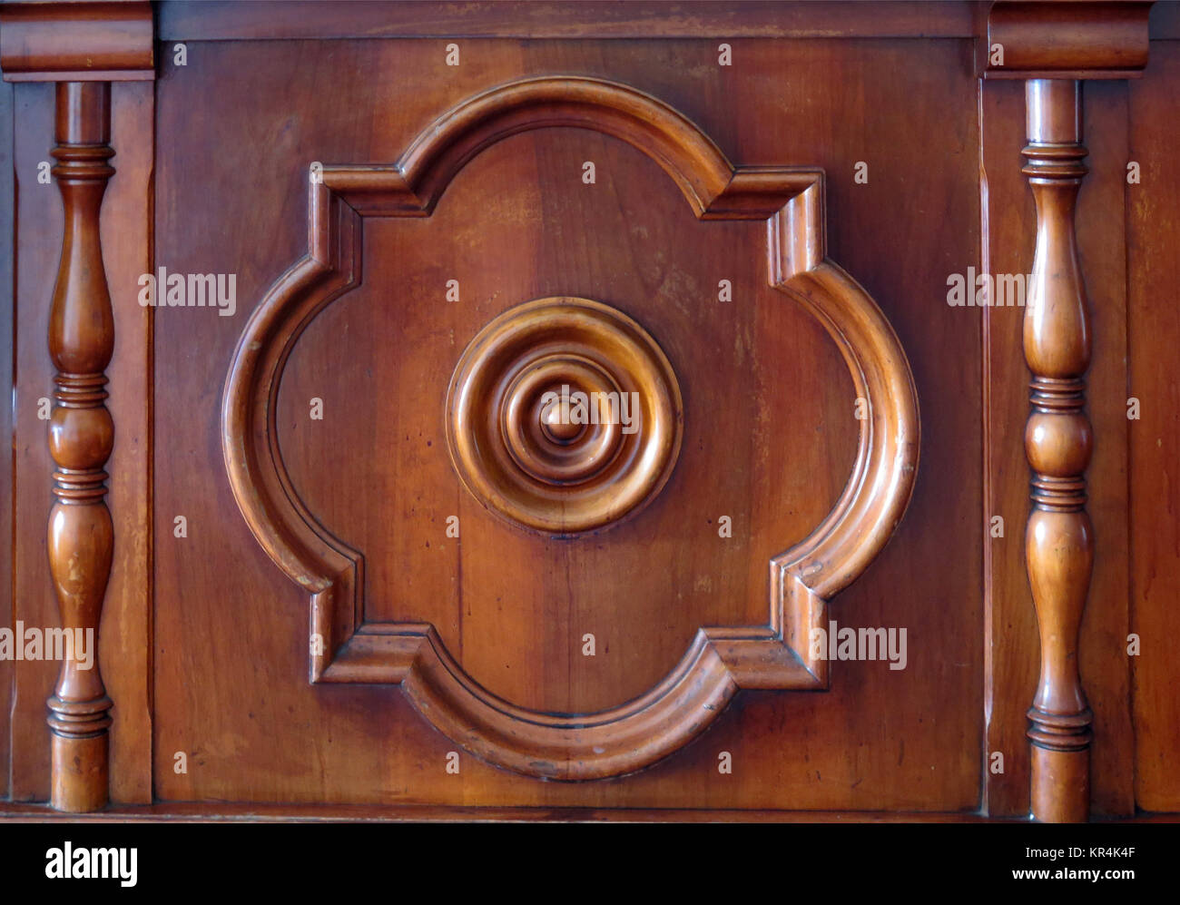 Relief wood paneling in bar counter in Italy, south of Rome Stock Photo ...