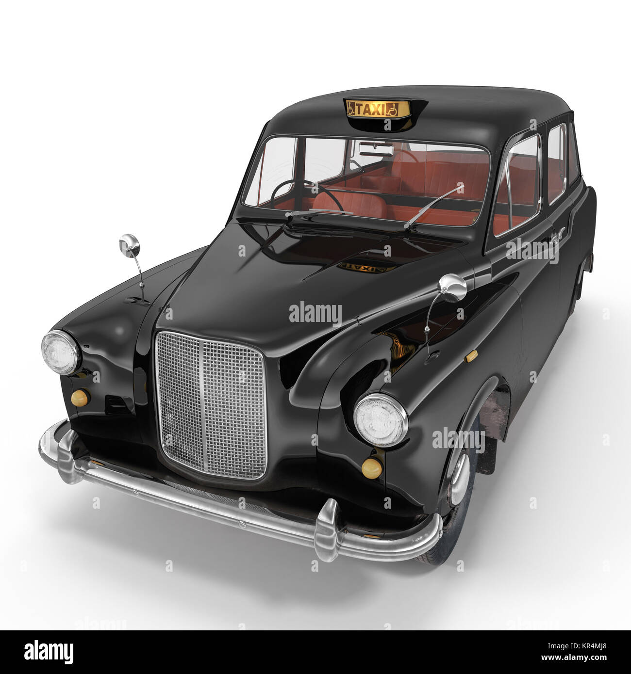 Classic black British taxi on white. 3D illustration Stock Photo - Alamy