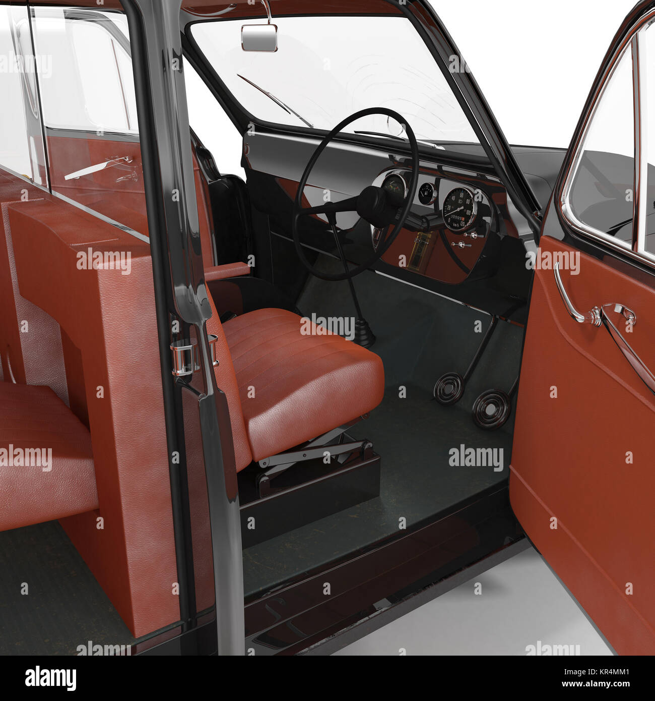 hackney carriage interior on white. Doors opened. 3D illustration Stock ...