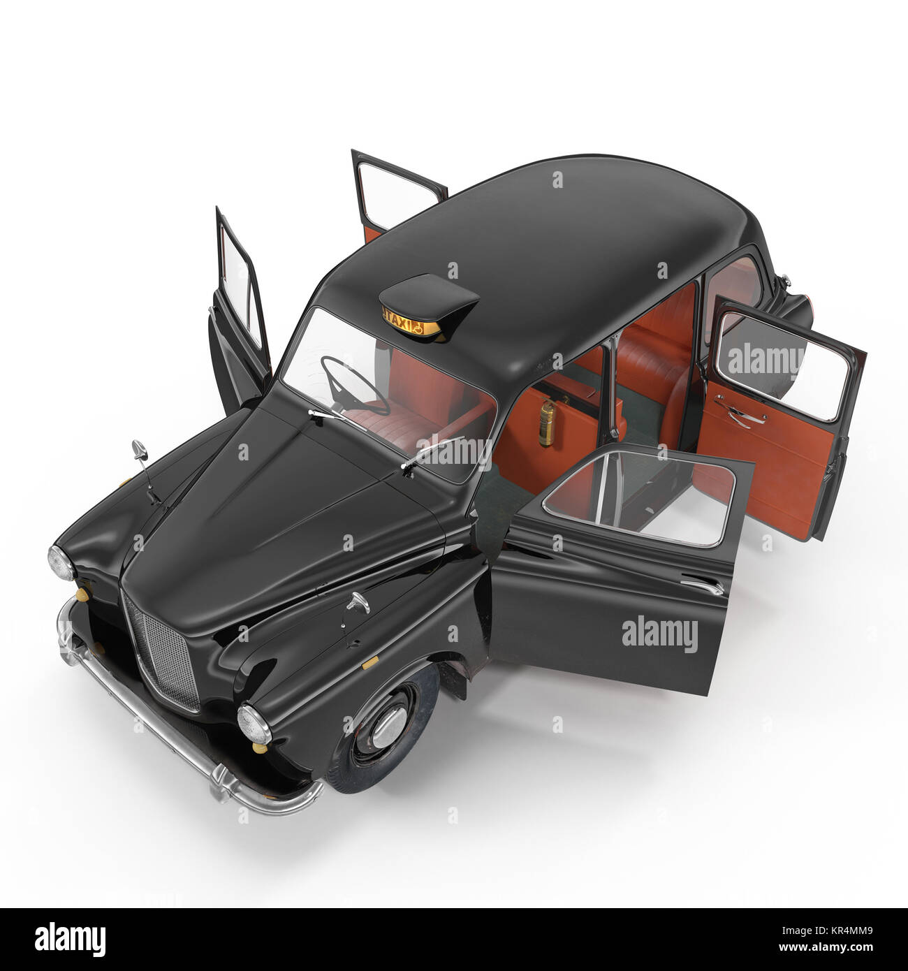 Black and white hackney cab Cut Out Stock Images & Pictures - Alamy
