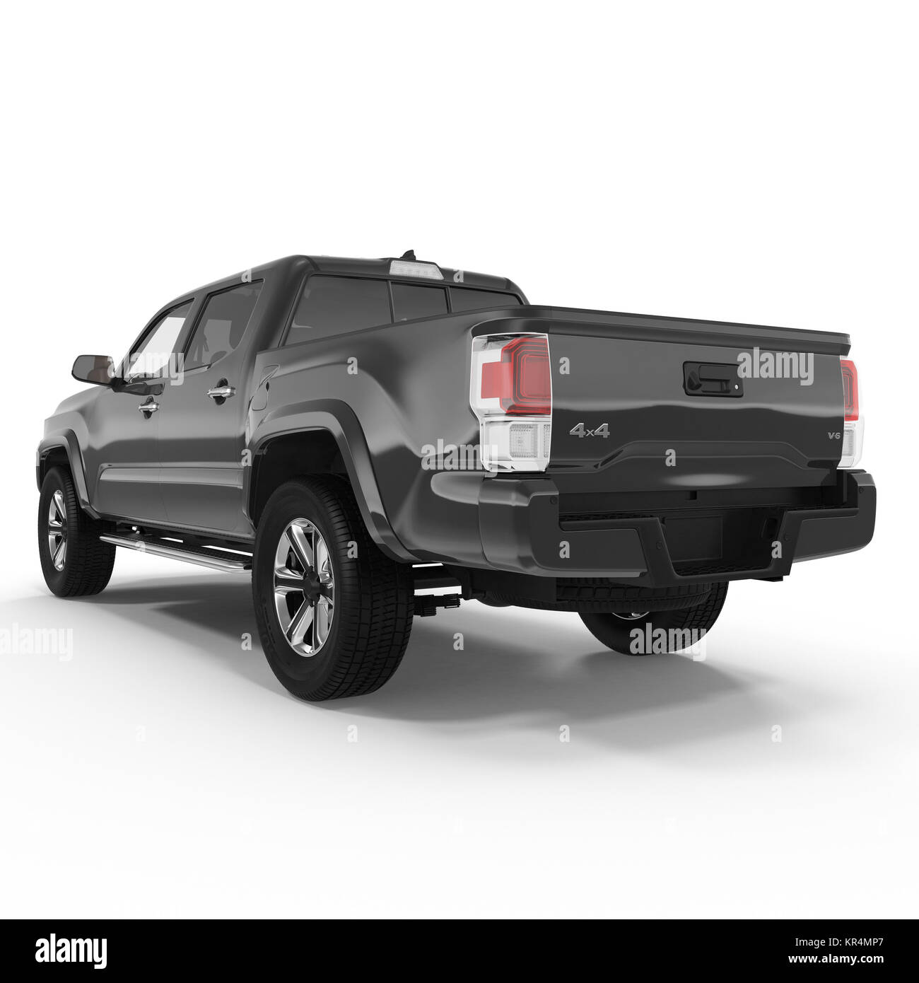 Rear view of empty pick-up truck on white. 3D illustration Stock Photo ...