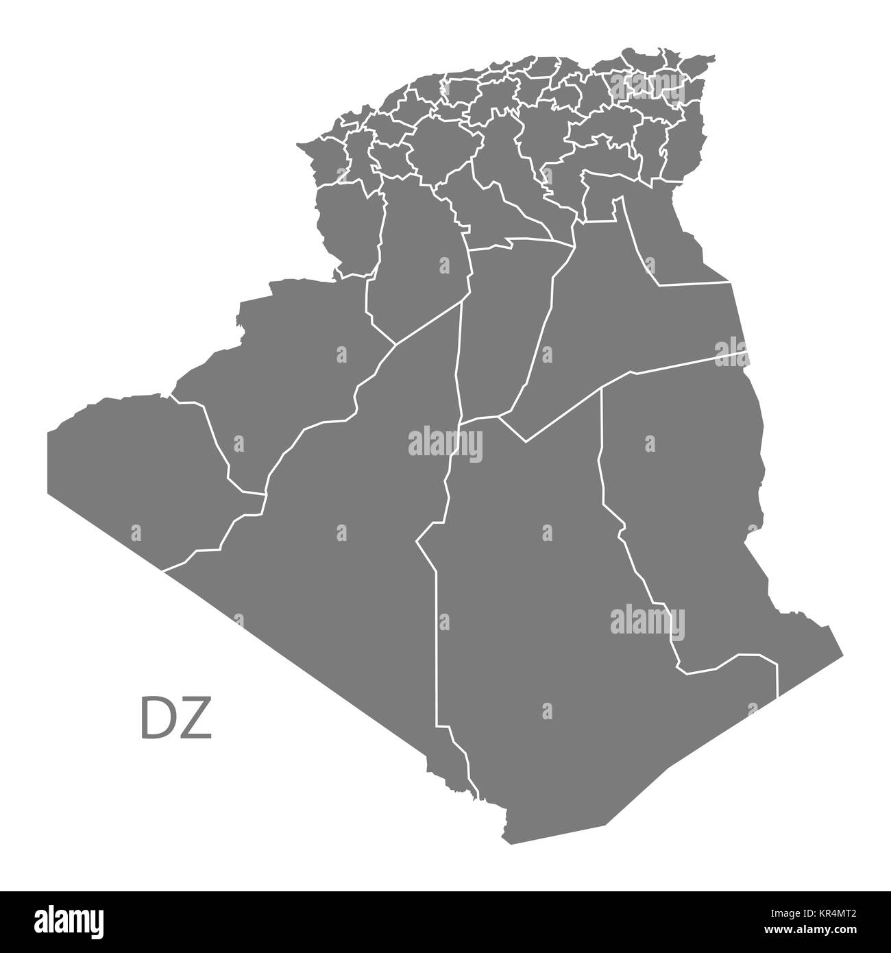Algeria provinces Map grey Stock Photo - Alamy