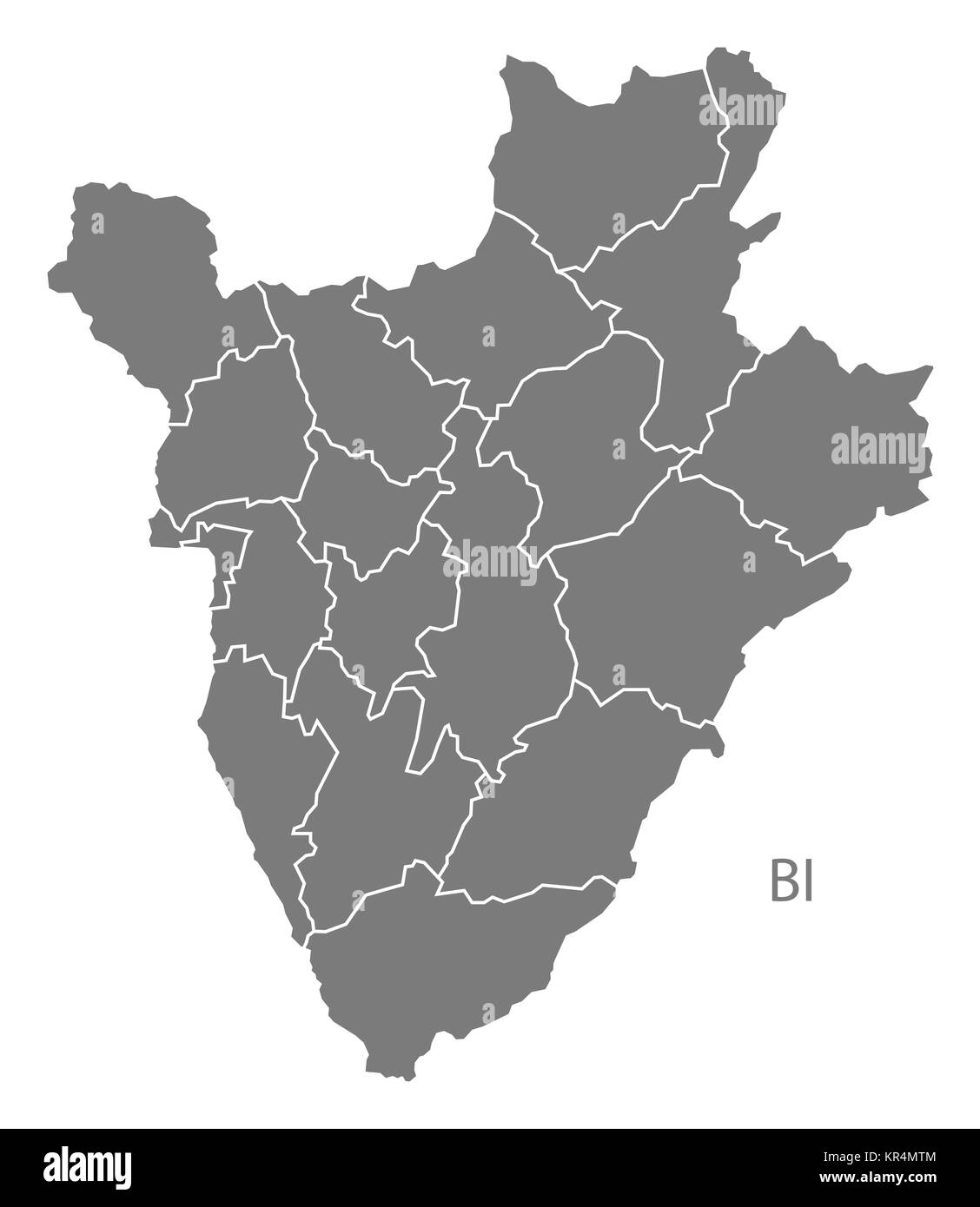 Burundi provinces Map grey Stock Photo - Alamy