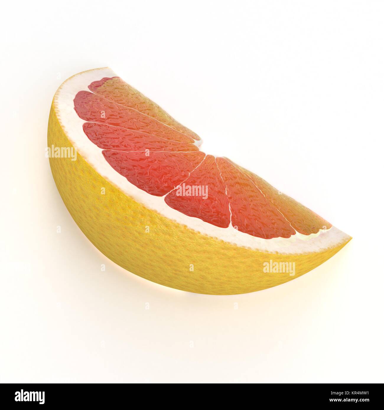 Slice section of ripe grapefruit isolated over the white. 3D ...