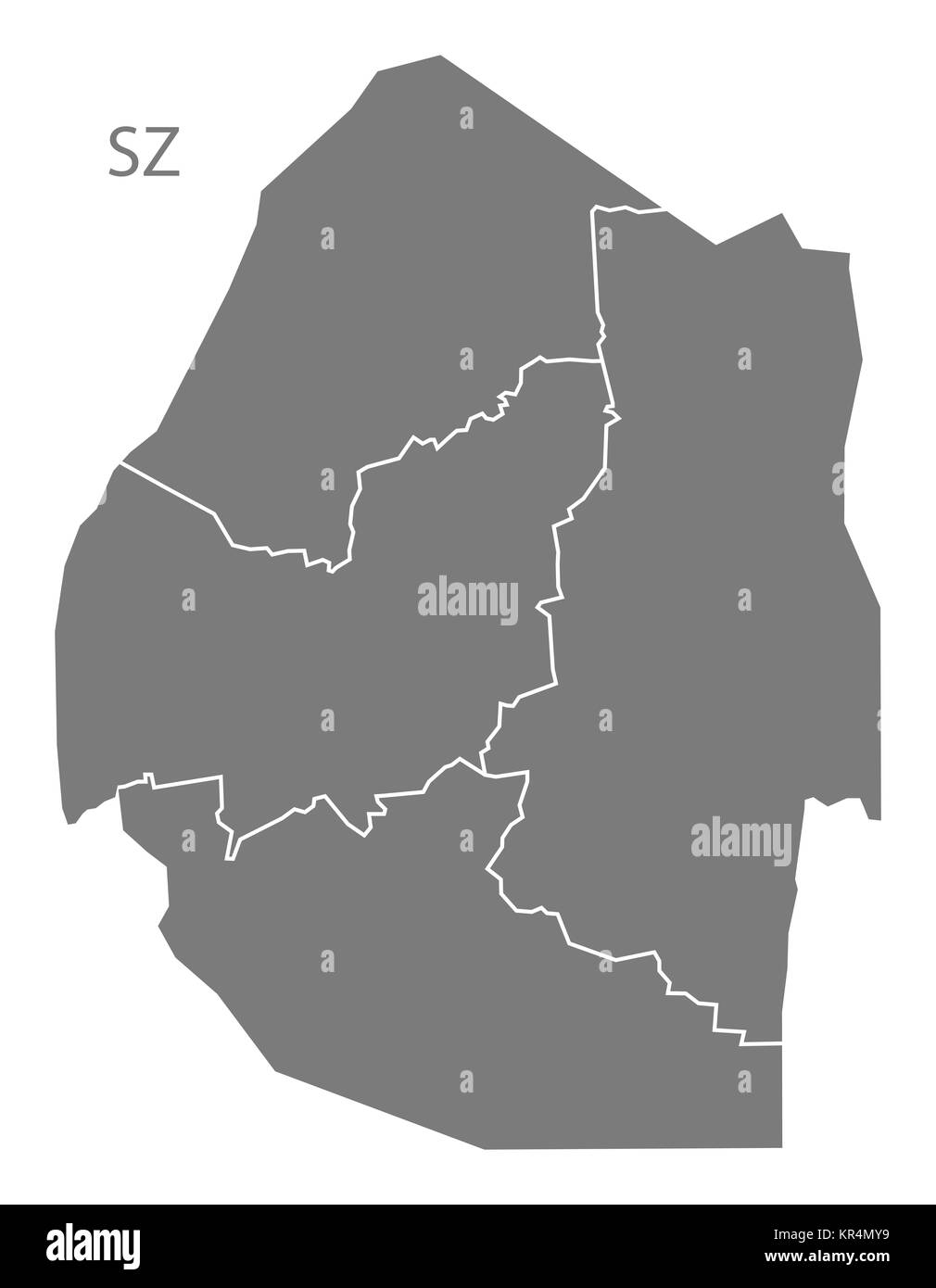 Swaziland districts Map grey Stock Photo - Alamy