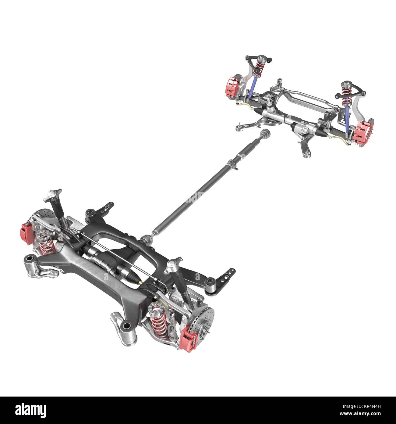 Render of car chassis without engine isolated on white. 3D illustration ...