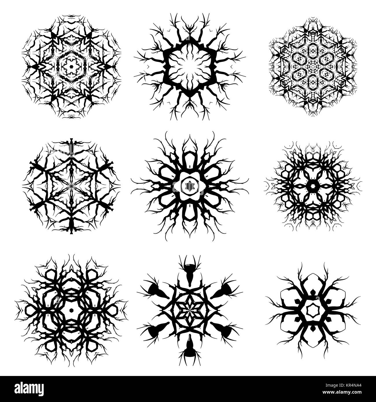 Ornamental filigree round design Black and White Stock Photos & Images ...