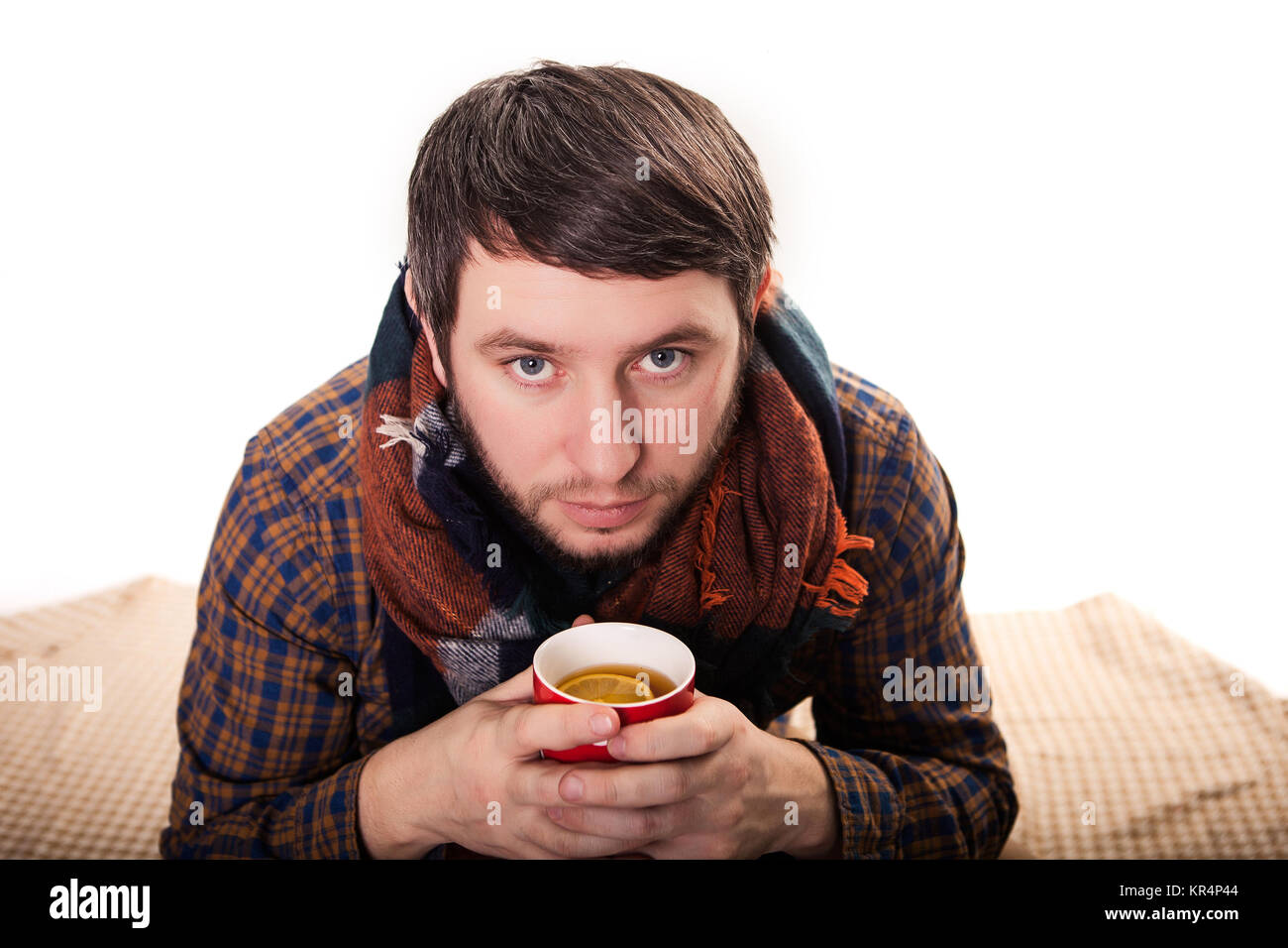 Handsome man drinking coffee. Isolated on white background Stock Photo ...