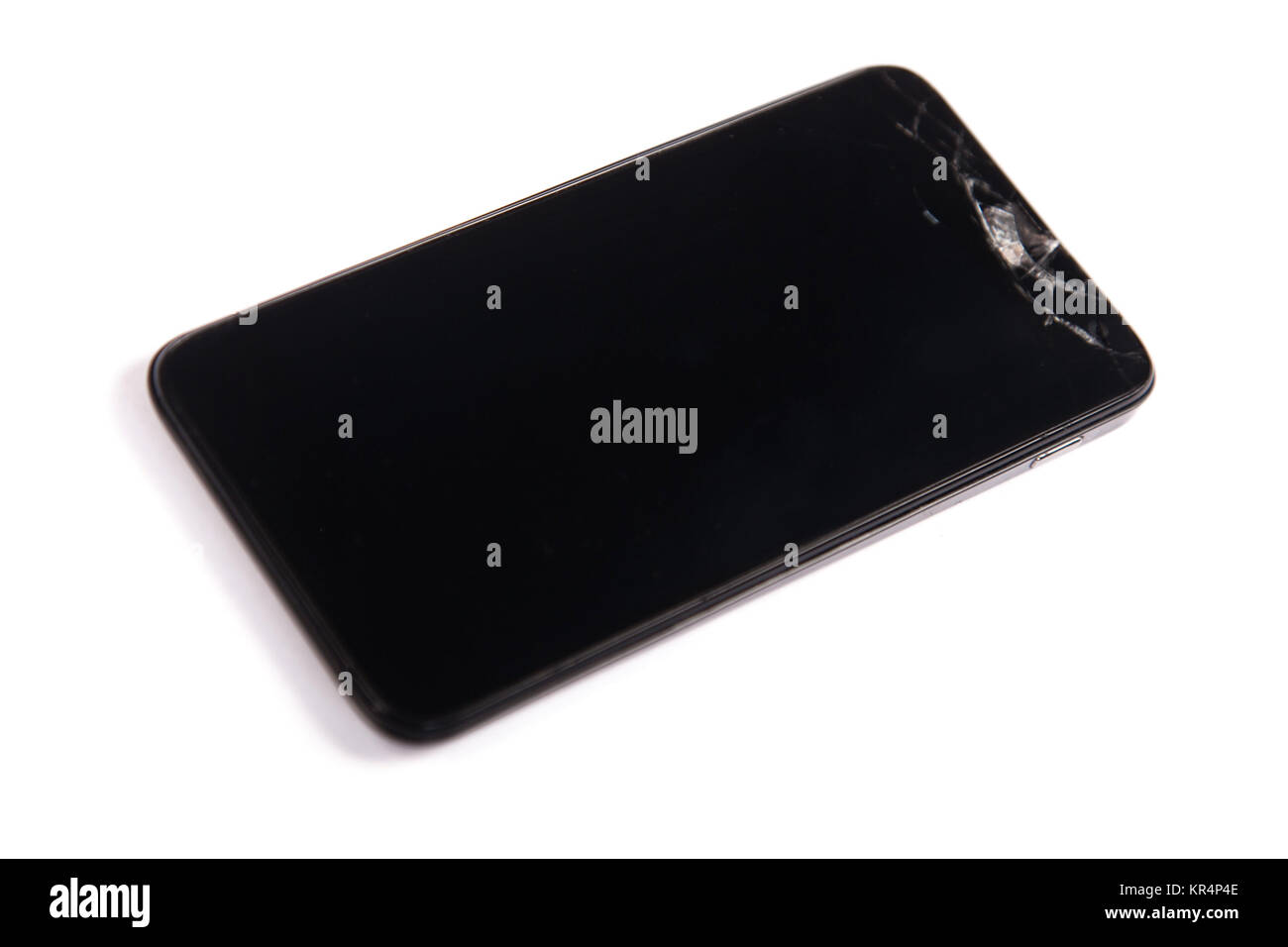 Dropped the phone isolated on white background Stock Photo - Alamy