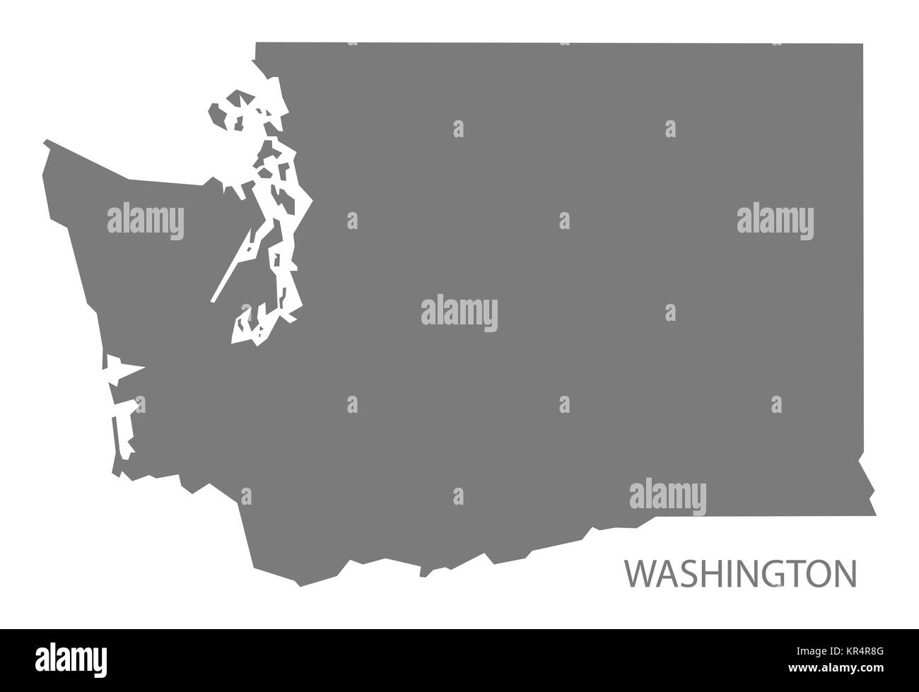 Washington USA Map grey Stock Photo - Alamy