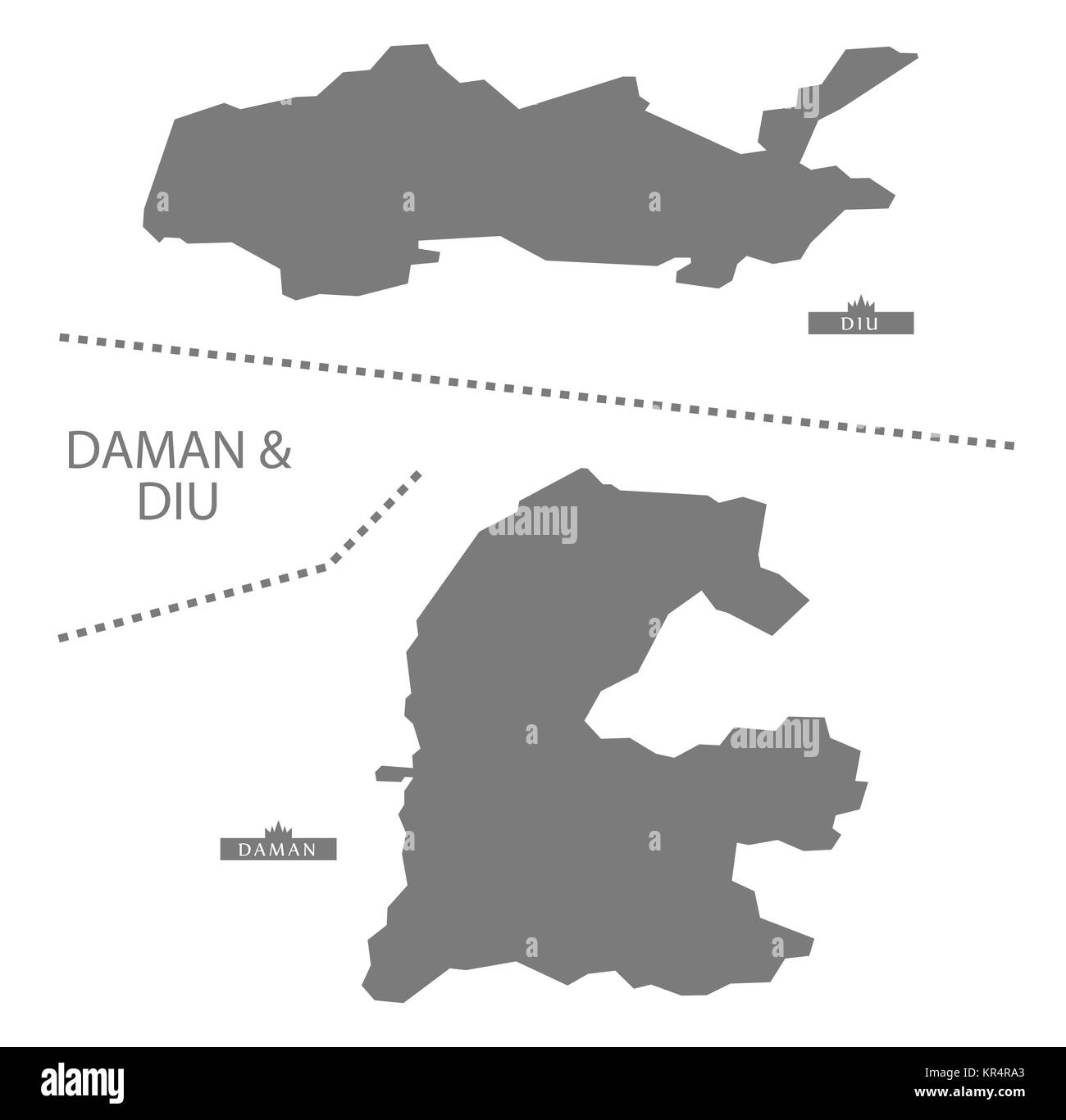 Daman and Diu India Map grey Stock Photo - Alamy