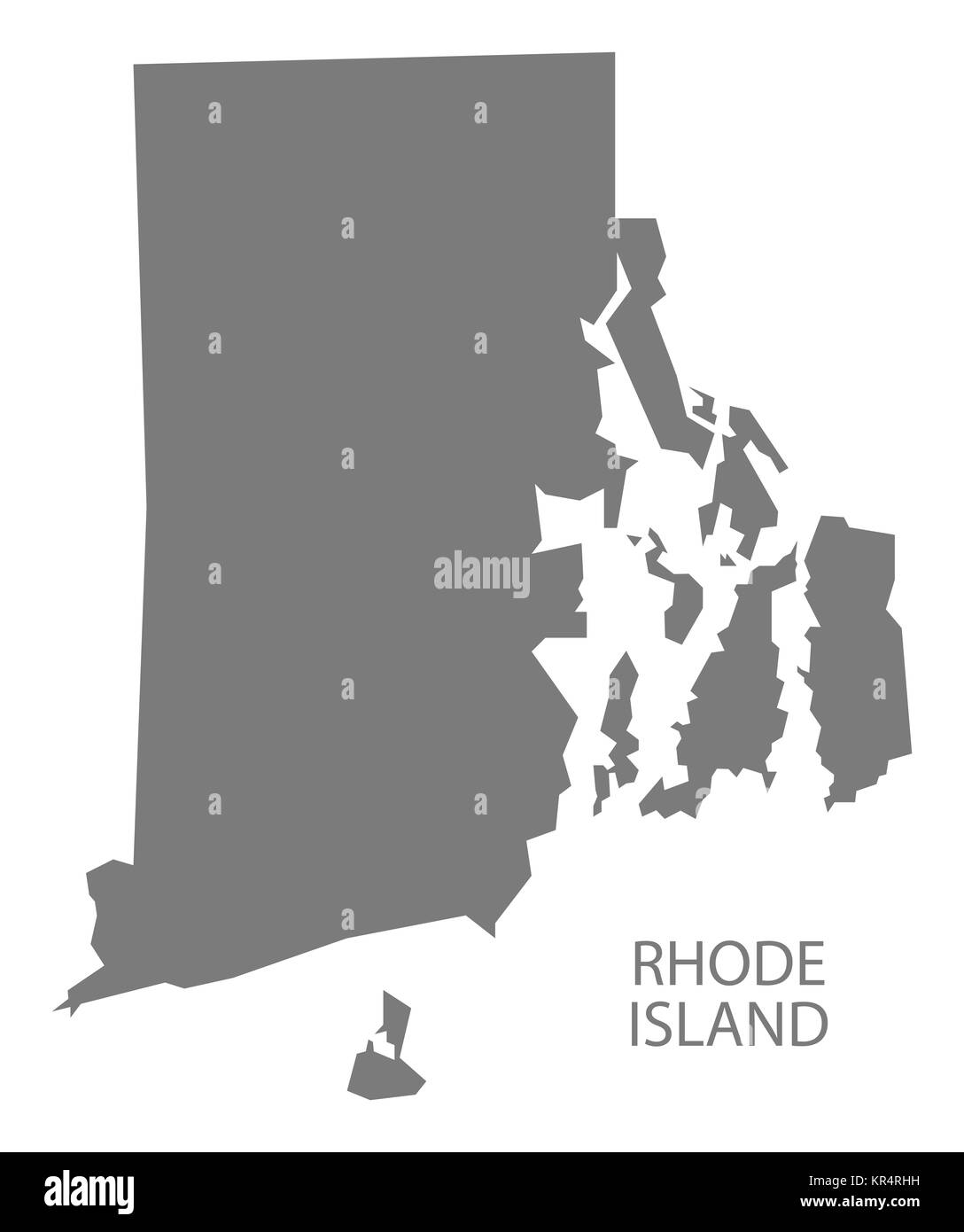 Rhode Island USA Map in grey Stock Photo - Alamy