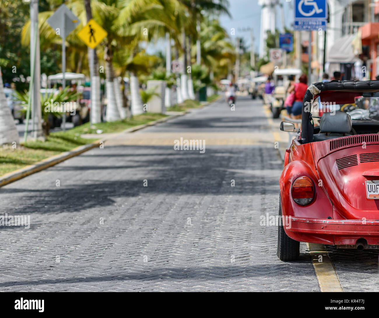 Close up side of parked red cabrio car Stock Photo - Alamy