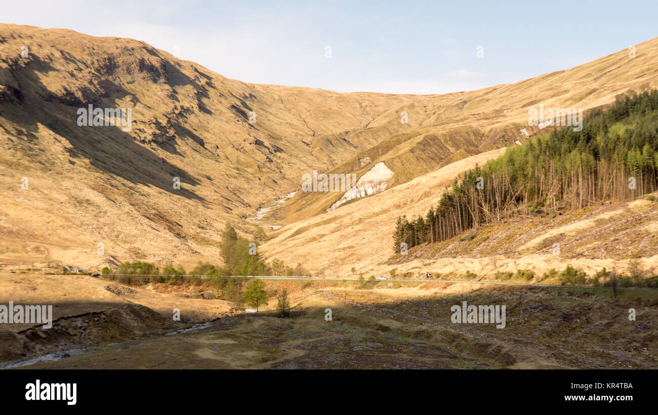 The West Highland Line railway follows the long curves of mountain ...