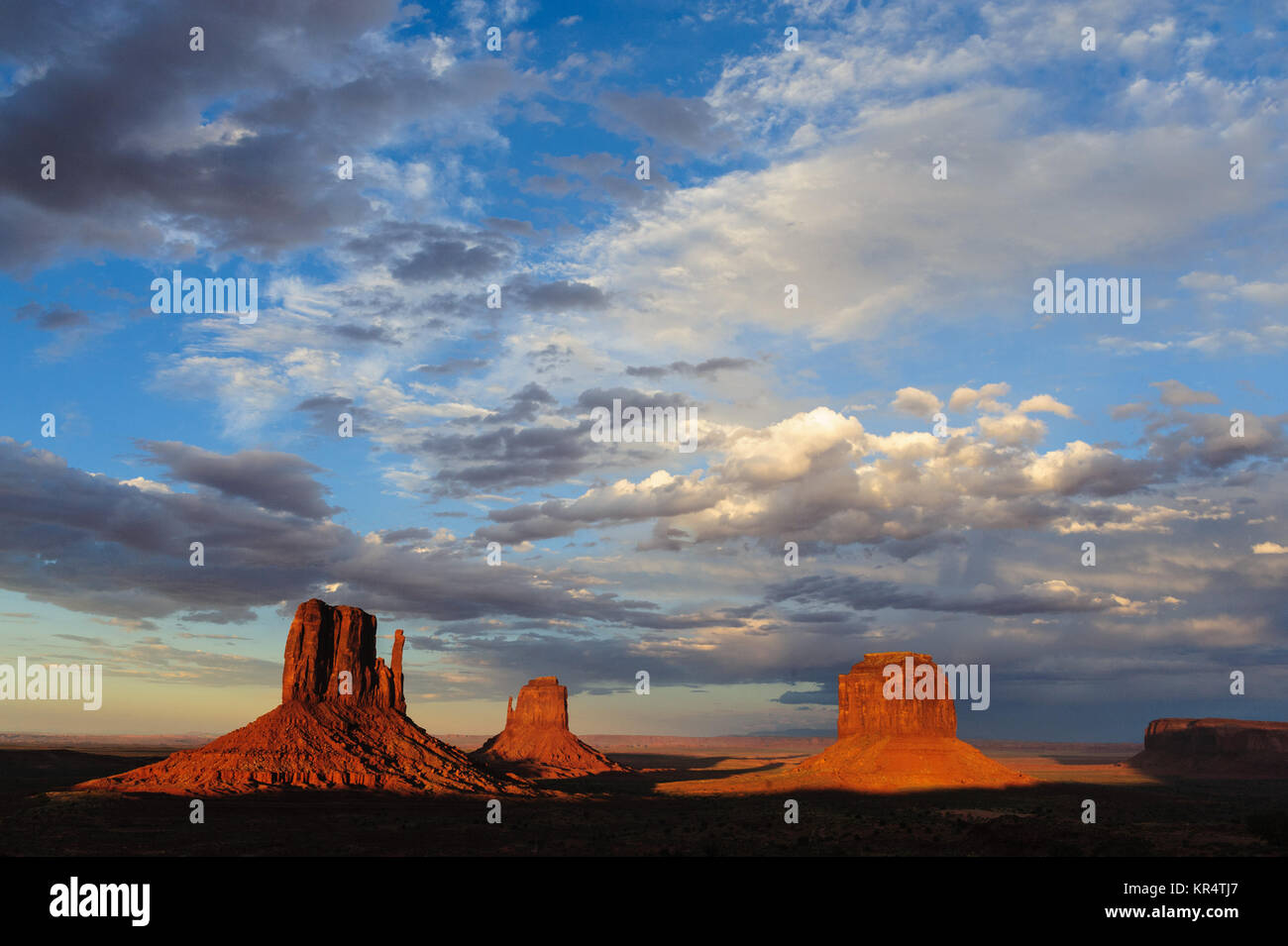 Classic rock formations known as Buttes in Monument Valley in Arizona ...