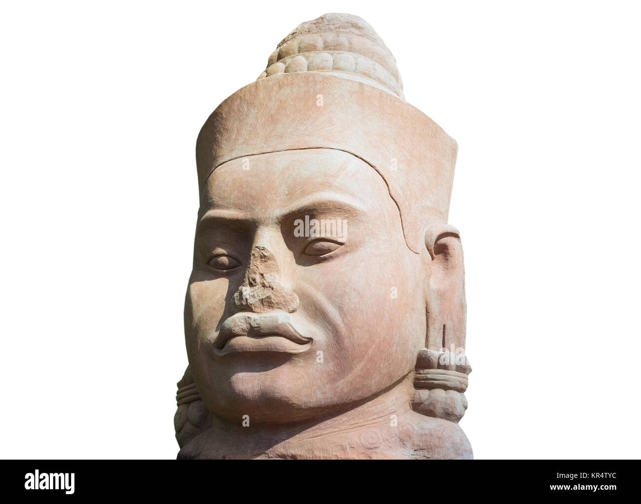 Stone face on white background Stock Photo - Alamy