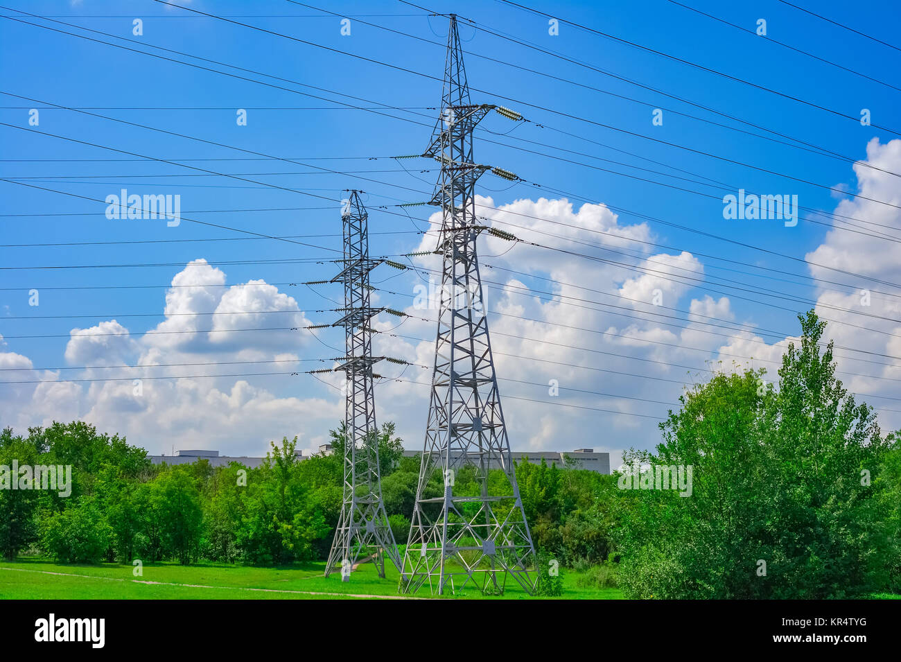 High voltage transmission line pylon tower Stock Photo - Alamy