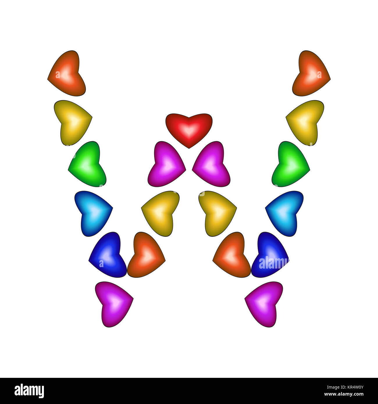 Letter W made of multicolored hearts Stock Photo - Alamy