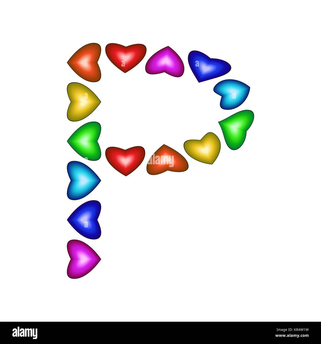 Letter P made of multicolored hearts Stock Photo - Alamy