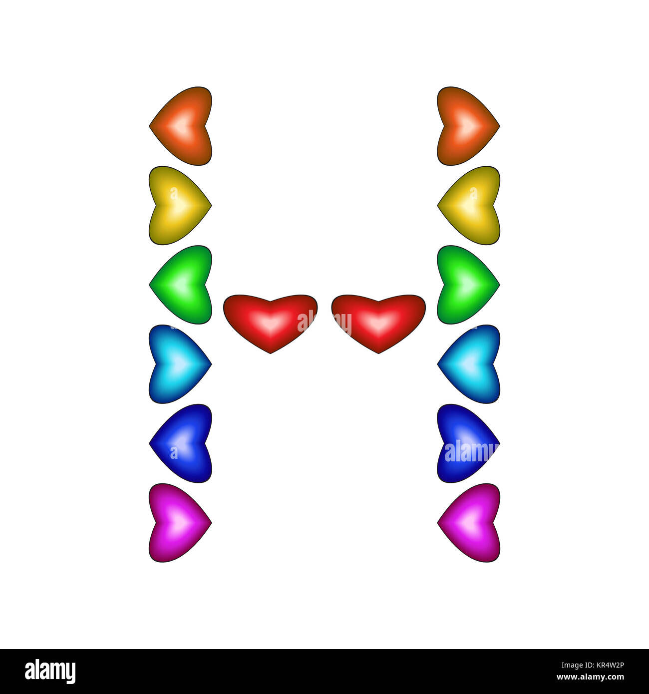 Letter H made of multicolored hearts Stock Photo - Alamy
