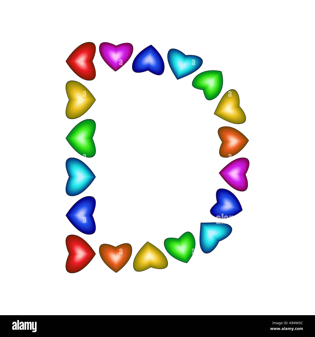 Letter D made of multicolored hearts Stock Photo - Alamy