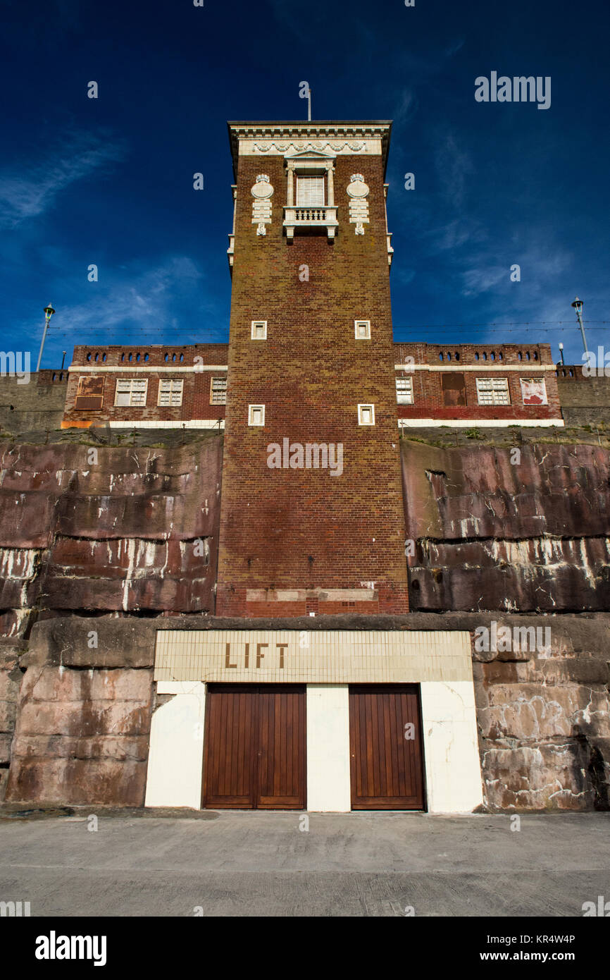 Blackpool, England, UK - August 1, 2015: A lift tower built into the ...
