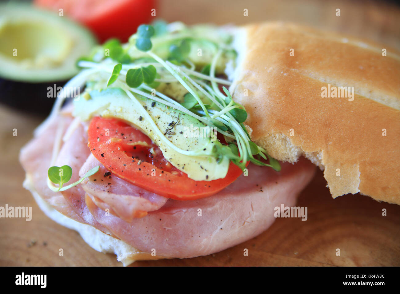 Sandwich with ham and avocado Stock Photo - Alamy