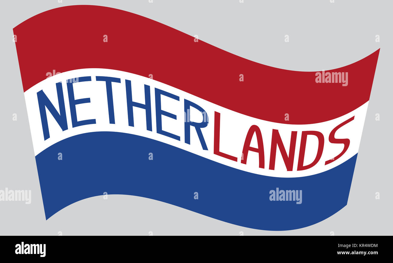 Netherlands flag waving with word Netherlands Stock Photo - Alamy