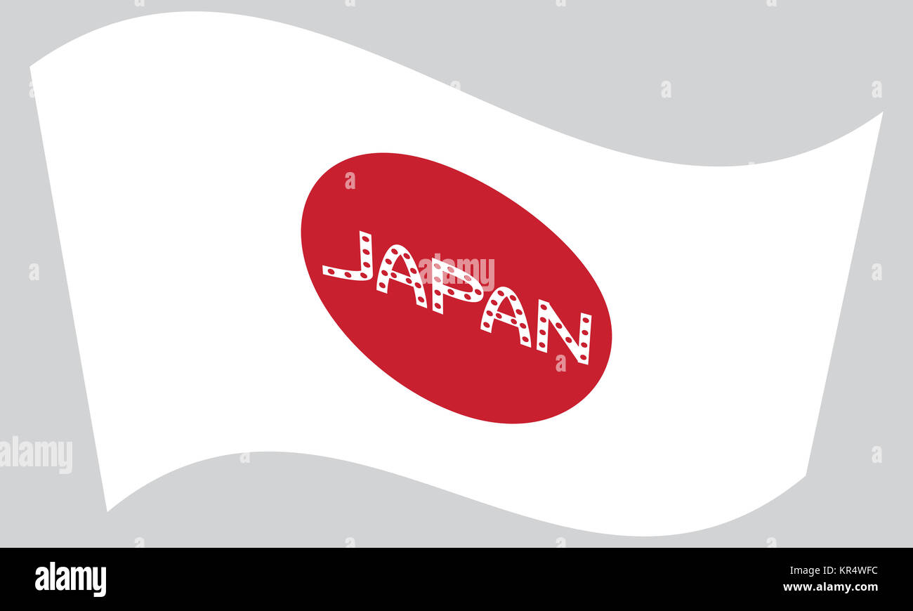 Japanese flag waving with word Japan Stock Photo - Alamy